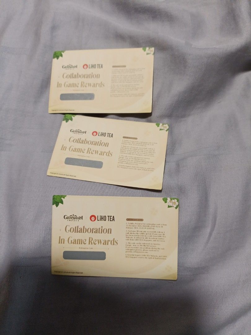 Liho × Genshin Impact redeem card, Tickets & Vouchers, Vouchers on Carousell
