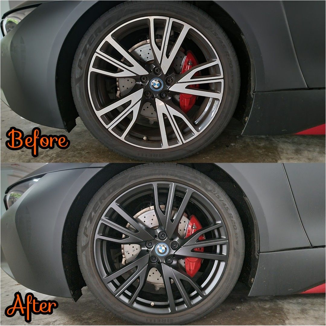 Mat Black Rim Spray Paint Service On (BMW i8), Car Accessories, Tyres ...