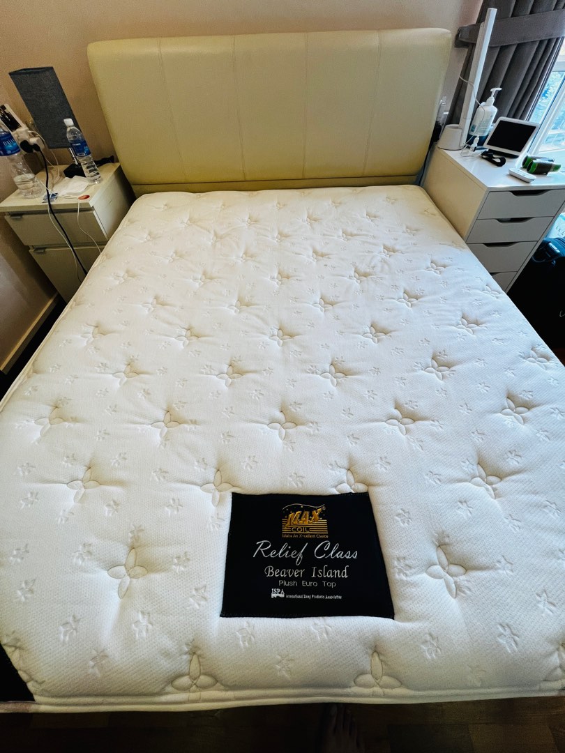 Max Coil Queen sized bed with frame, Furniture & Home Living, Furniture ...
