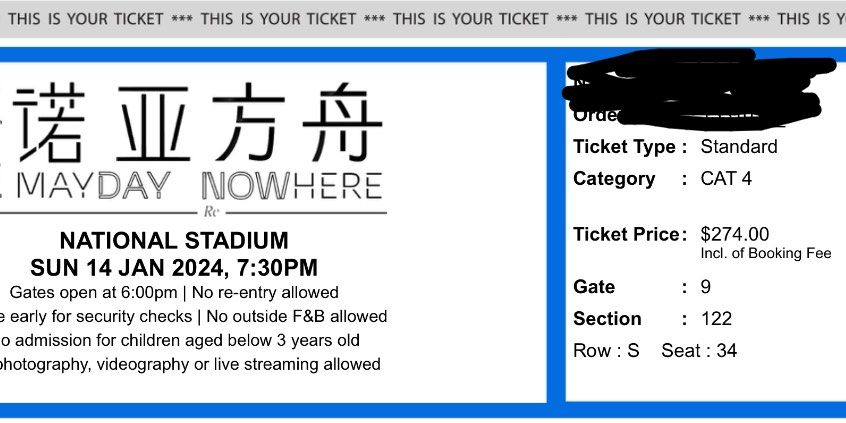 2 x Cat 4 , Mayday 2024 concert 14 Jan, Tickets & Vouchers, Event ...