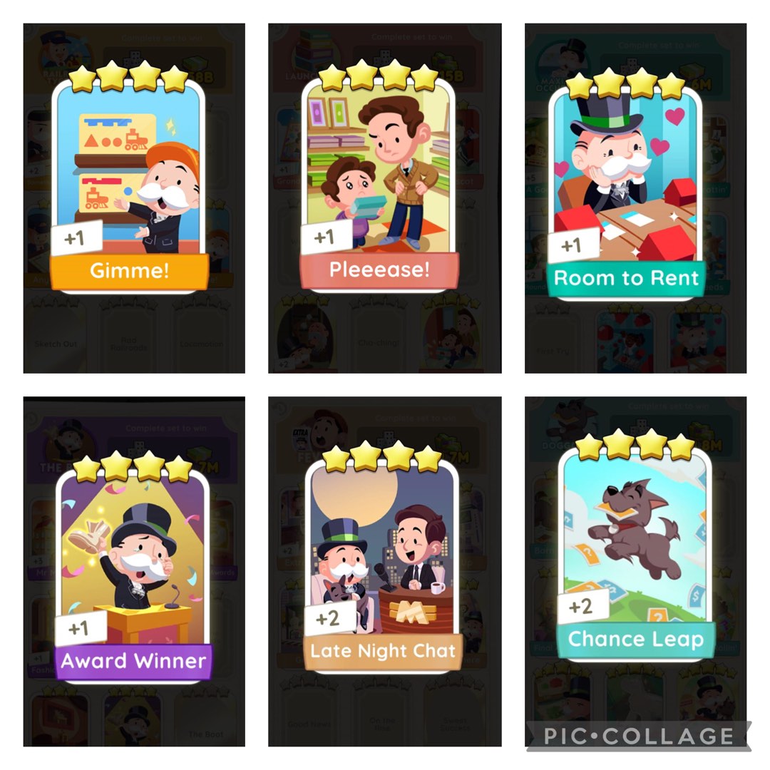Monopoly Go ! 4 star stickers ! Award winner & chance leap & late night ...