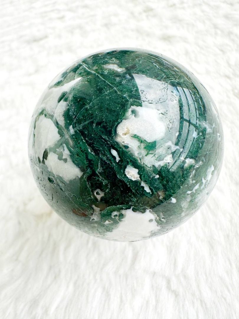 Moss Agate Sphere (with stand), Hobbies & Toys, Memorabilia ...