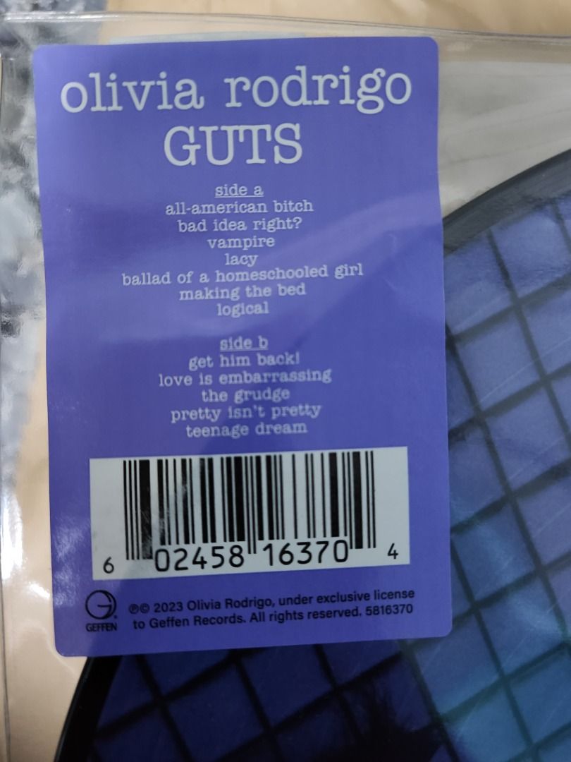 Olivia Rodrigo 2nd album GUTS 12" vinyl record limited edition Picture ...