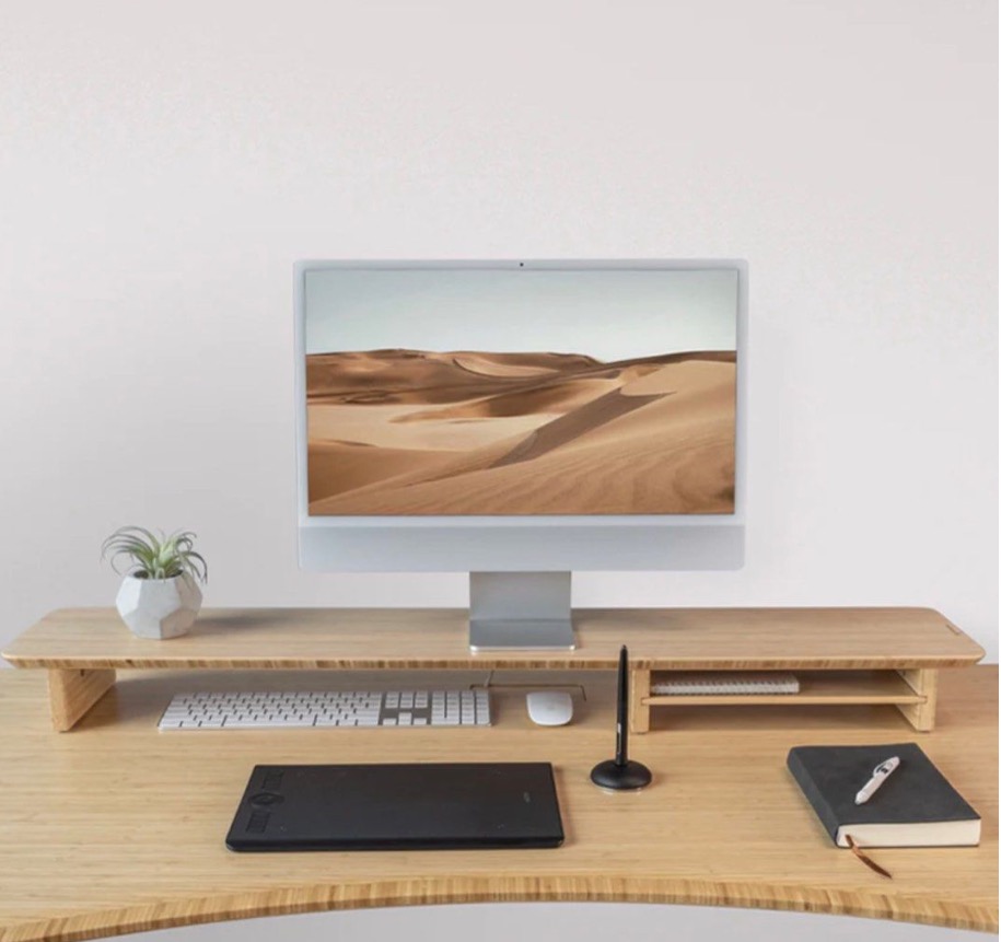 Omnidesk Arka Desk Riser in Natural Hevea, Furniture & Home Living ...