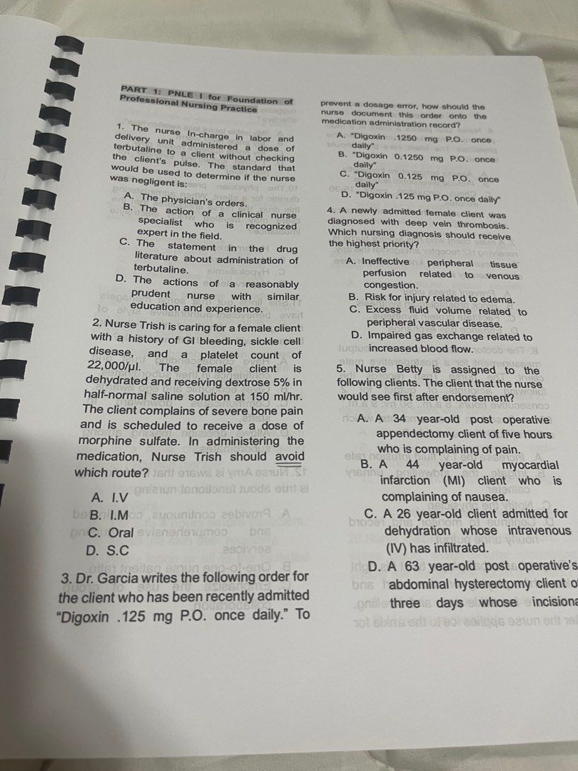 PNLE QUESTION AND ANSWER PRACTICE BOOK WITH RATIONALE REVIEWER NURSING ...