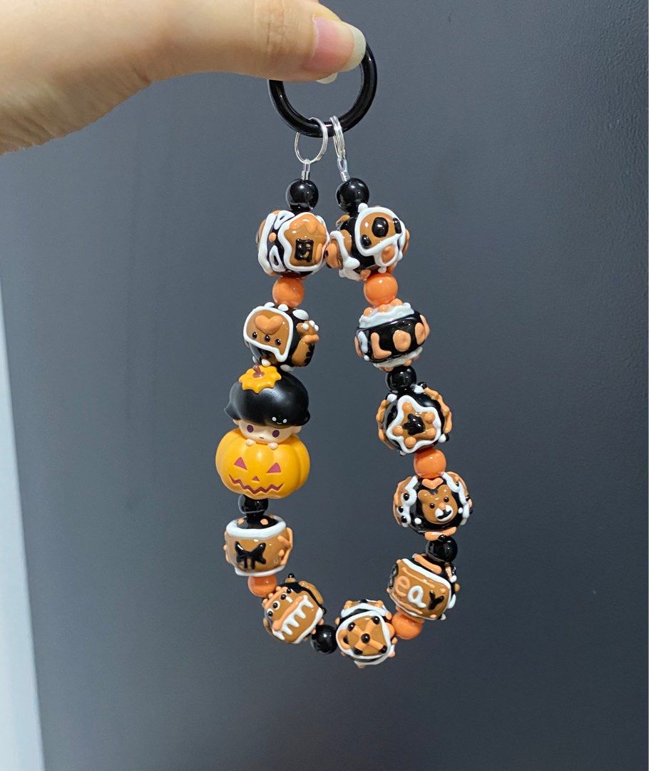 Popmart popbean hand painted beads handmade DIY phone charm / bag charm ...
