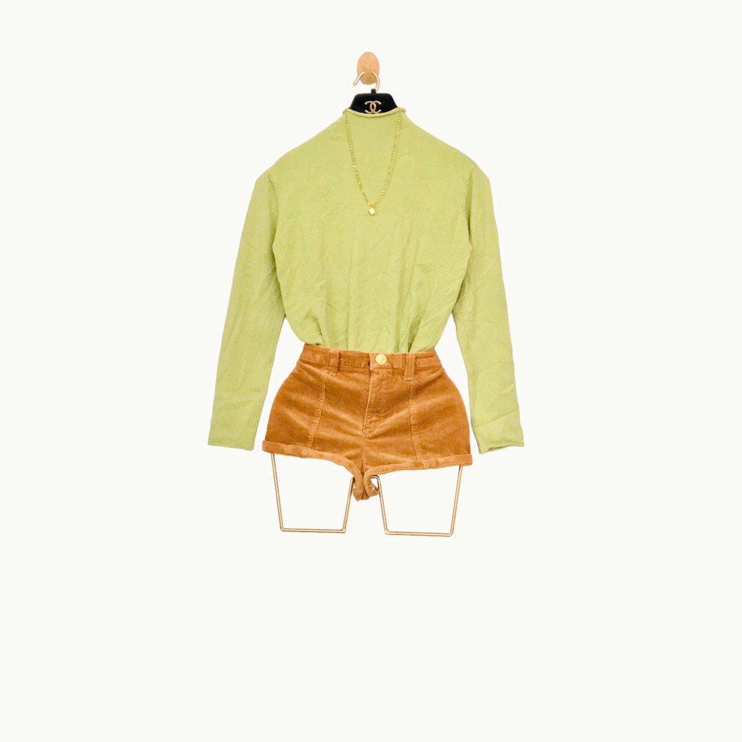 Premium knitted longsleeves lemon green color, Women's Fashion, Tops ...