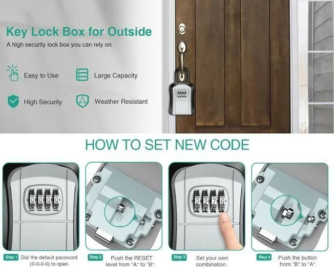 *Ready Stock* Metal Password Key Locker Box Security Key Storage Small ...
