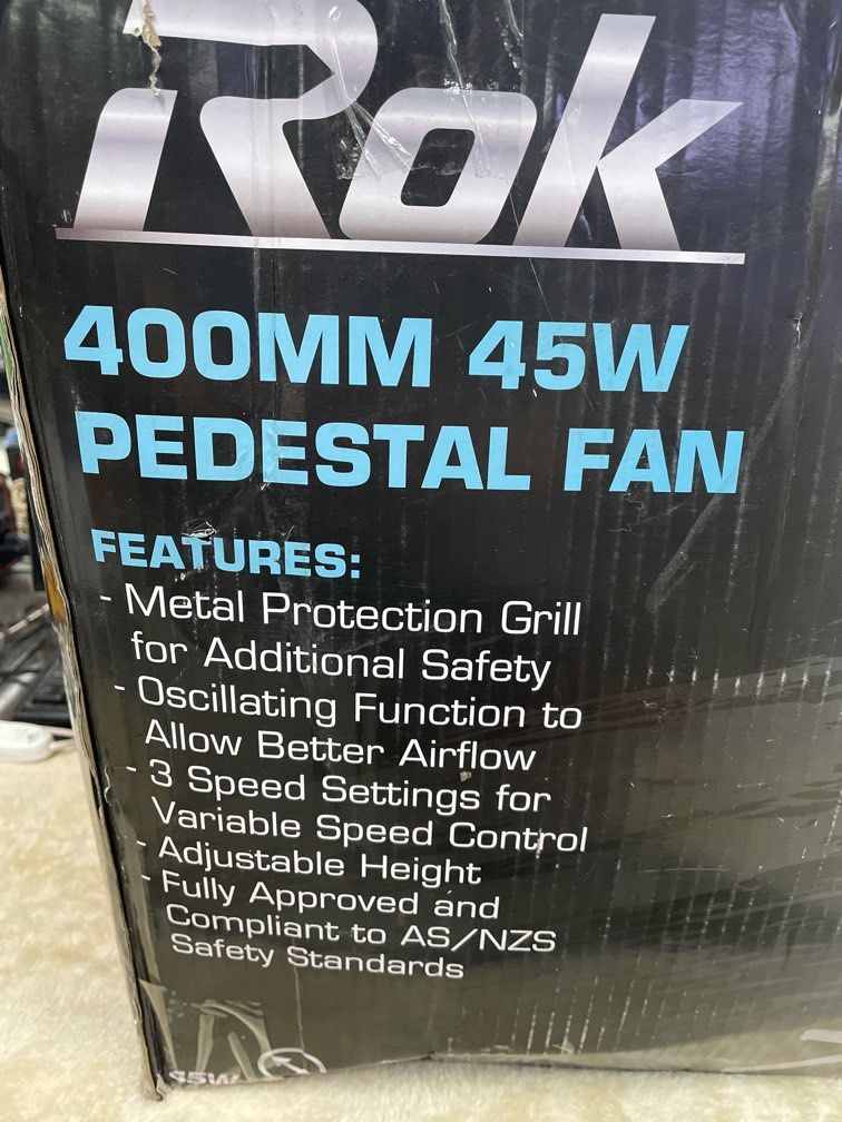 Rok 400mm 45W Pedestal Fan, Furniture & Home Living, Lighting & Fans ...
