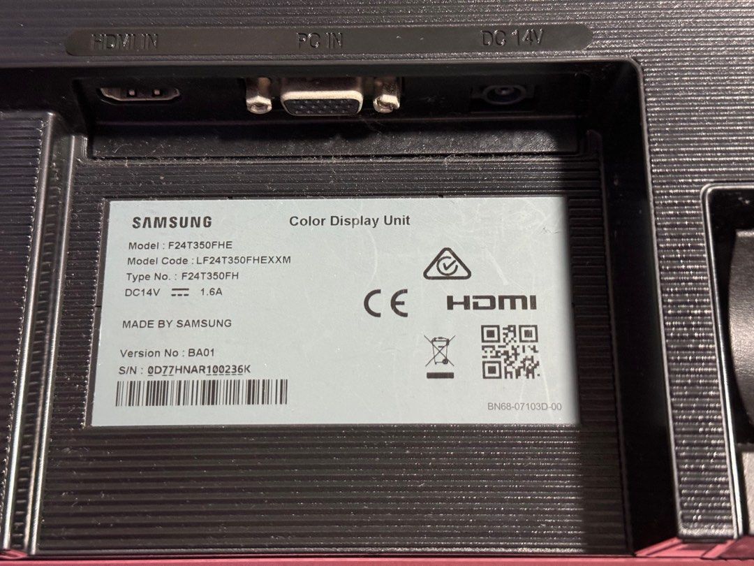 Samsung Display Monitor (Model F24T350FHE), Computers & Tech, Parts ...