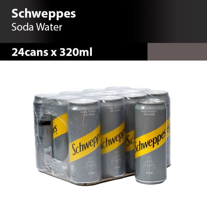 Schweppes Soda Water (24 cans x 320ml), Food & Drinks, Beverages on ...