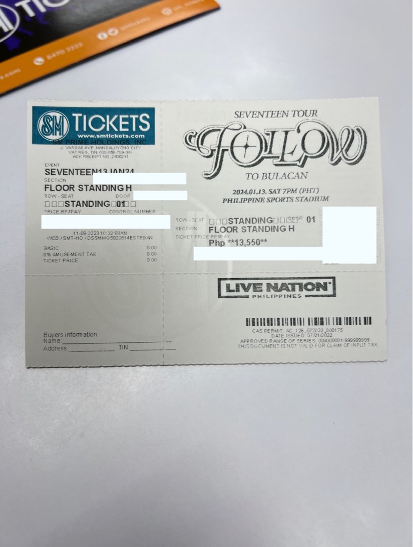 Seventeen To Follow Standing H ticket, Tickets & Vouchers, Event Tickets on Carousell