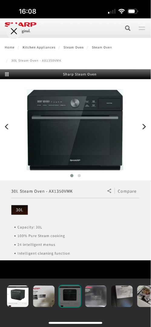 Sharp Convection Steam Oven 30L, TV & Home Appliances, Kitchen ...