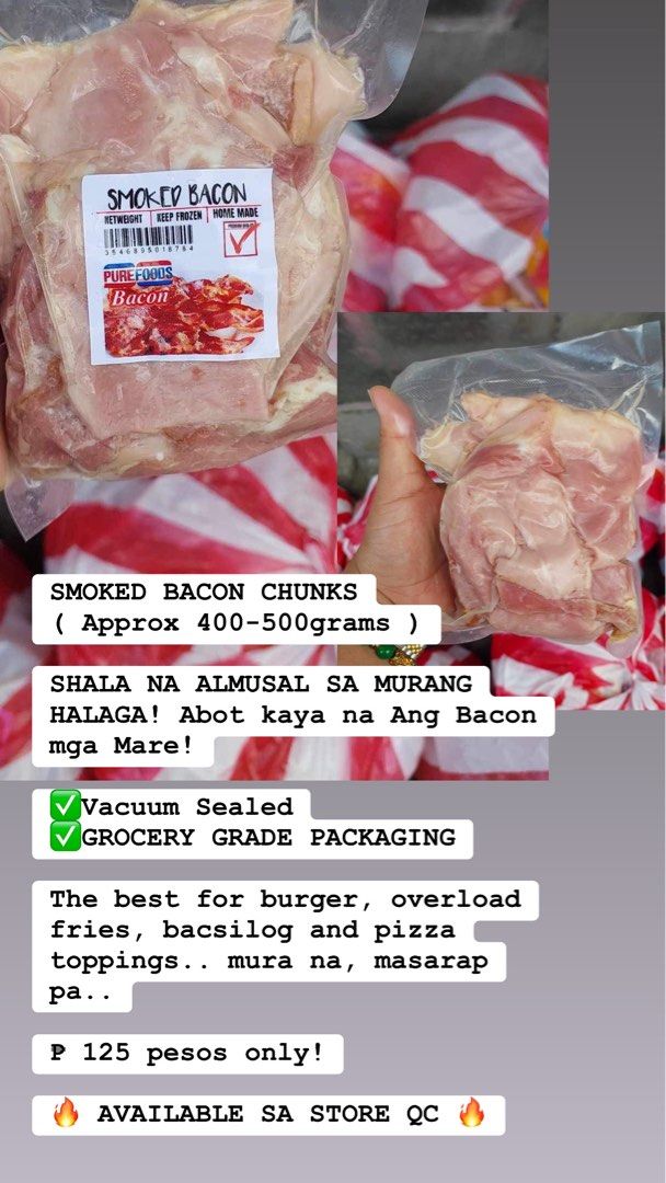 Smoked Bacon chunks, Food & Drinks, Fresh Produce on Carousell