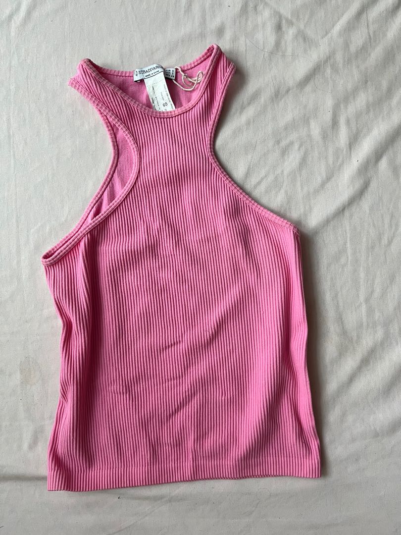 Stradivarius Pink Halter top racer back, Women's Fashion, Tops ...