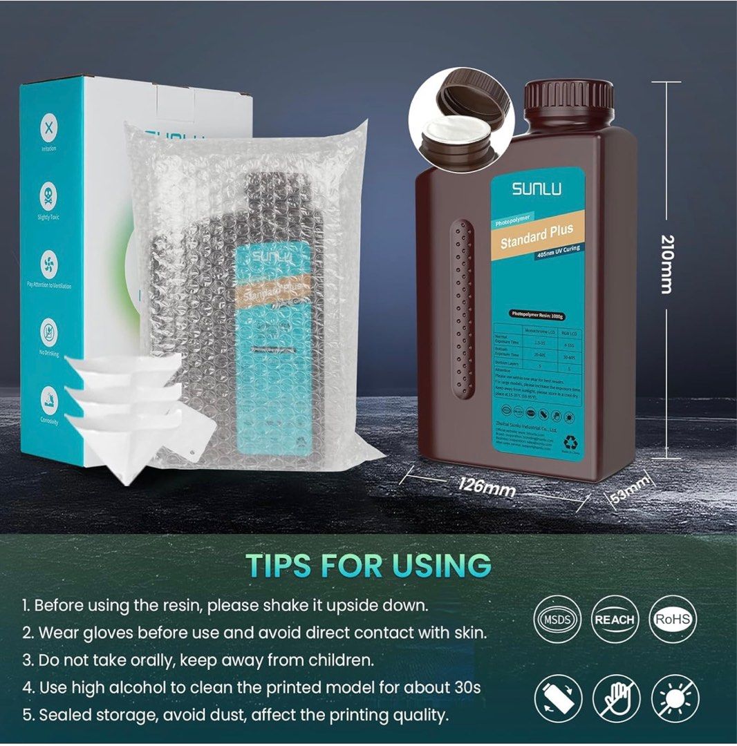 Sunlu Standard Plus Resin 1000grams (Photopolymer Resin for 3D Printing ...