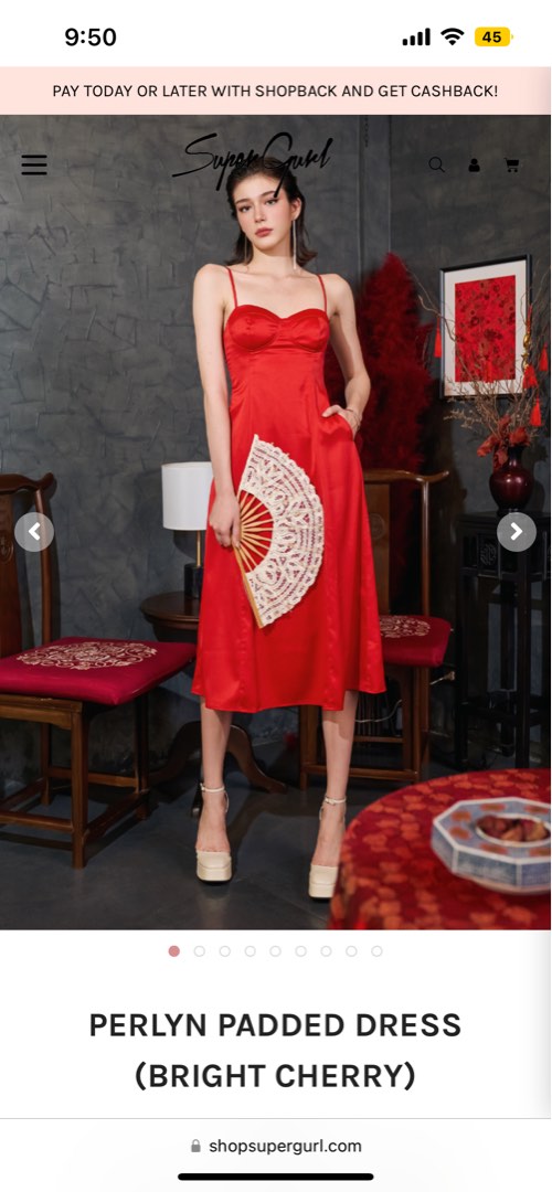 Supergurl Perlyn padded dress bright cherry, Women's Fashion, Dresses ...