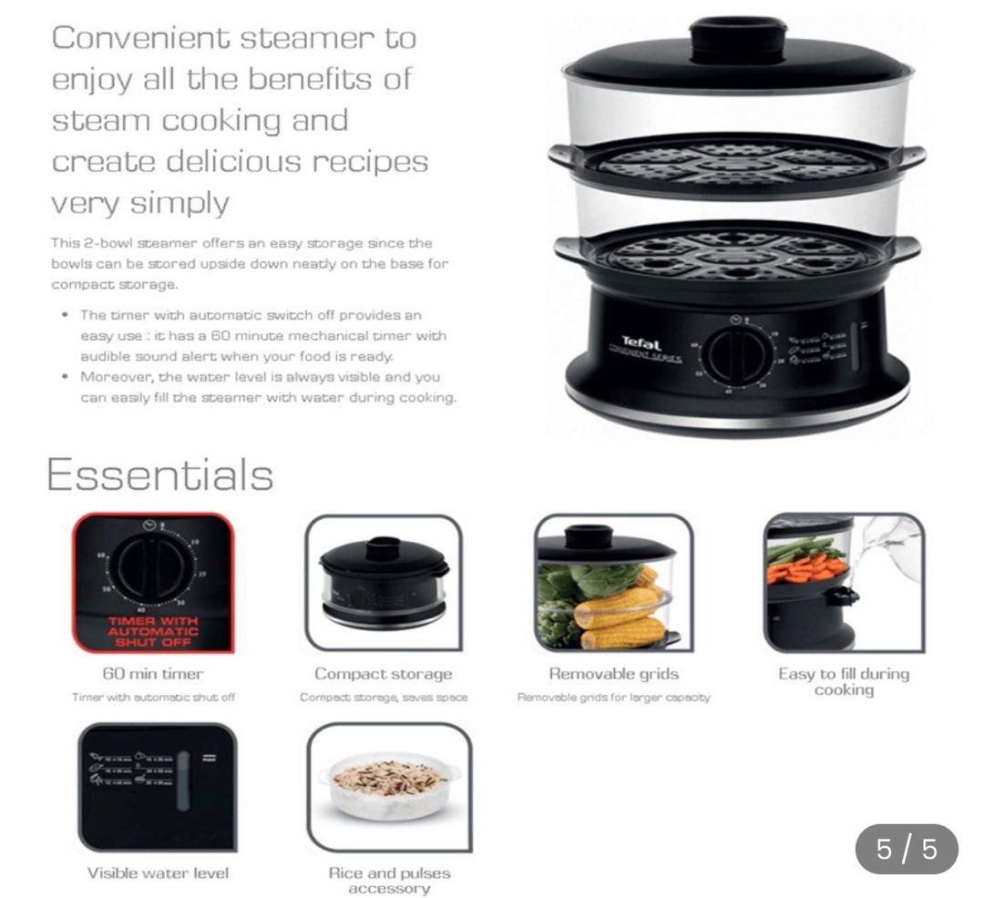 Tefal Food Steamer 2 Tiers, TV & Home Appliances, Kitchen Appliances ...