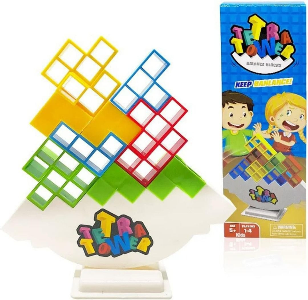 Tetra Tower Stacking Blocking Game 48 PCS Fun Balance Interactive Card ...