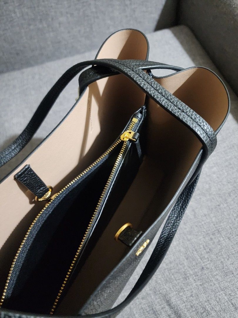 Tory Burch Blake Center Zip Tote Bag (Black / Devon Sand), Women's ...