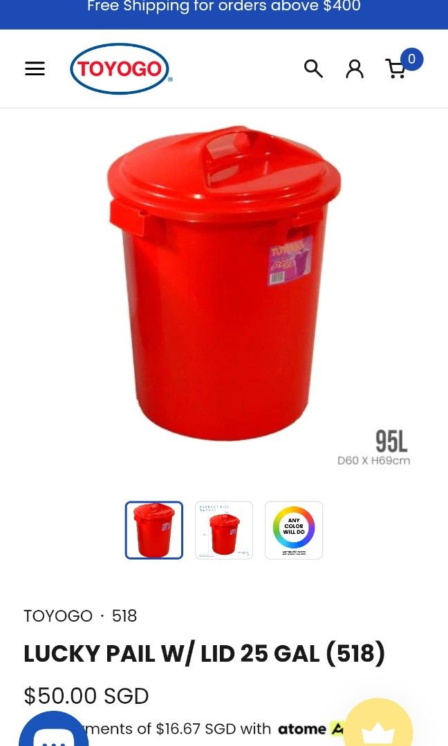 TOYOGO Multi Purpose Pail with Cover 95L code 518, Everything Else on ...
