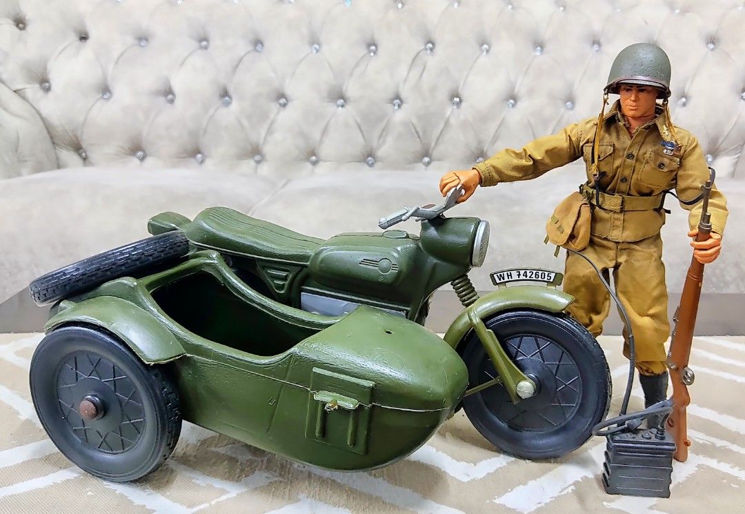 VINTAGE 70S SOLDIER WW2 WITH MOTORCYCLE SIDECAR BIG SIZE, Hobbies ...