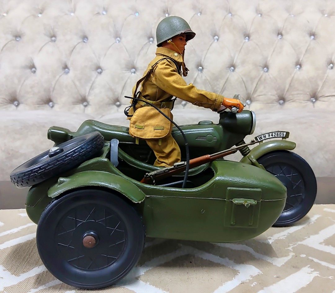 VINTAGE 70S SOLDIER WW2 WITH MOTORCYCLE SIDECAR BIG SIZE, Hobbies ...