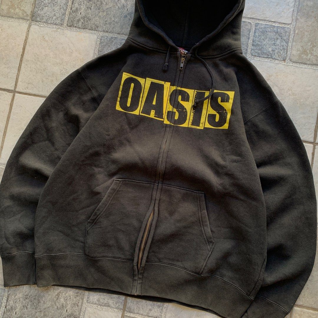 Vintage Oasis Band Zip Hoodie Official Shoot Merch, Men's Fashion ...