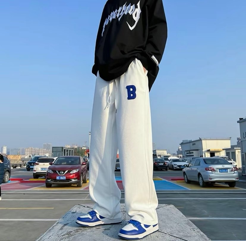 WHITE B PANTS, Men's Fashion, Bottoms, Trousers on Carousell