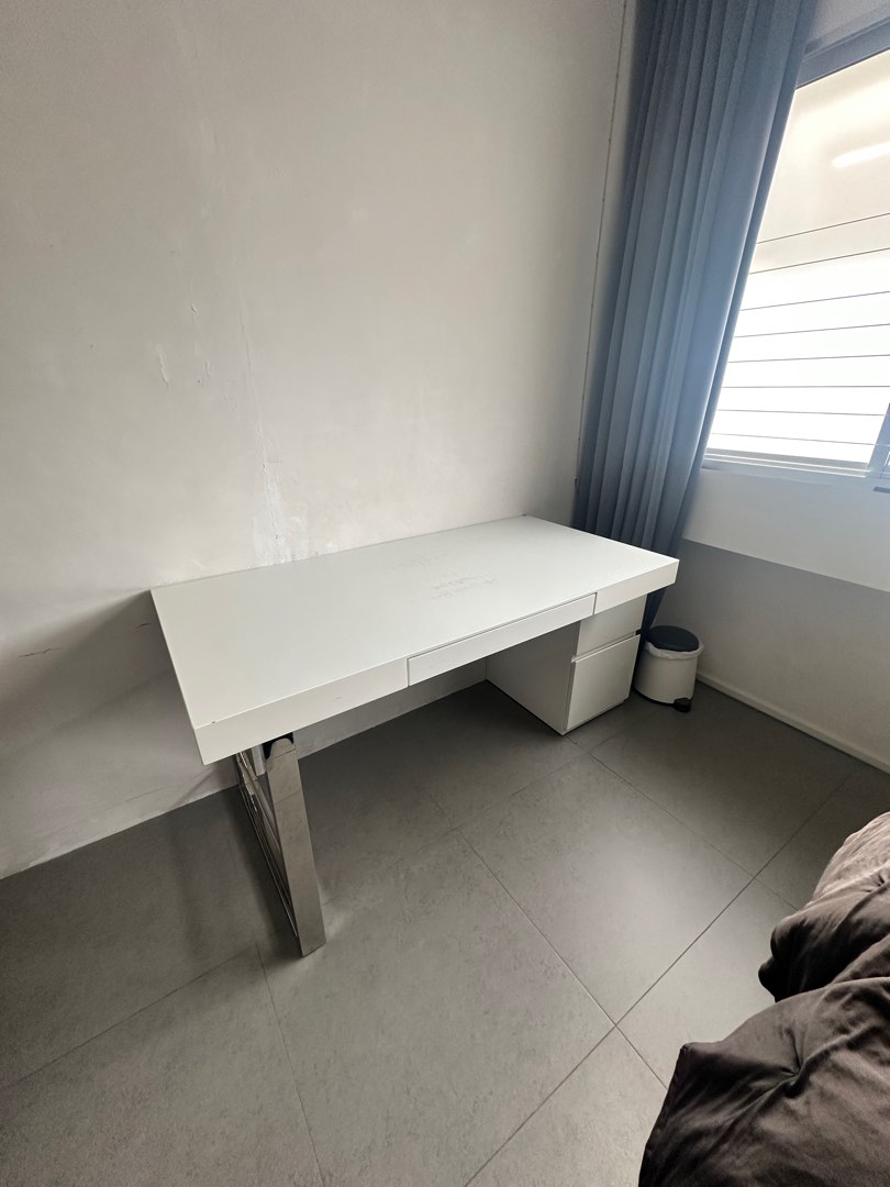 White Study table Detachable cupboard, Furniture & Home Living ...