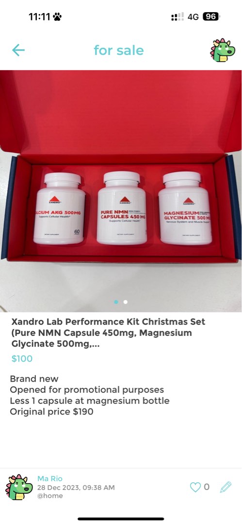 Xandro Lab Performance Kit Christmas Set (Pure NMN Capsule 450mg, Magnesium Glycinate 500mg ...