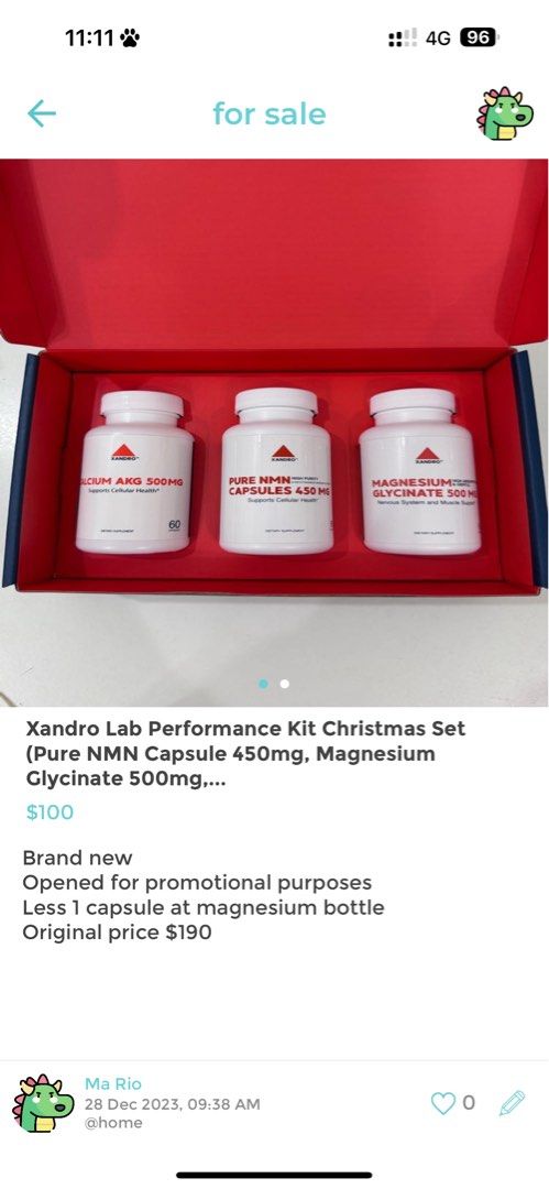 Xandro Lab Performance Kit Christmas Set (Pure NMN Capsule 450mg, Magnesium Glycinate 500mg ...
