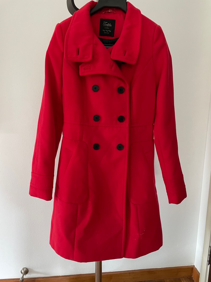 Zara Coat - Red, Women's Fashion, Coats, Jackets and Outerwear on Carousell