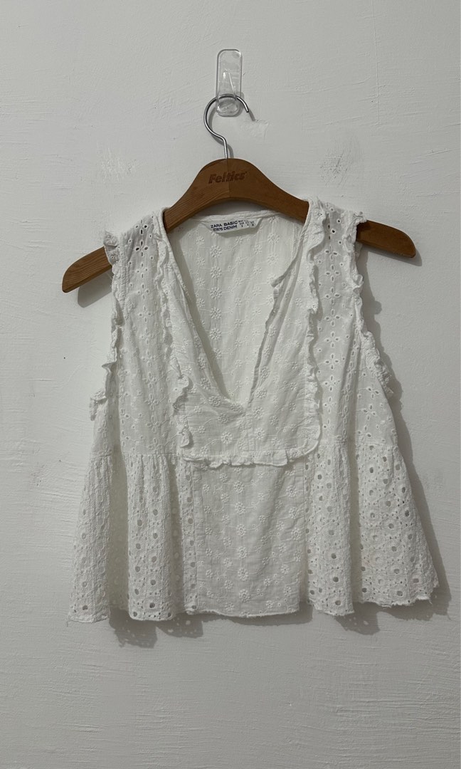 Zara z1975 eyelet hanging top, Women's Fashion, Tops, Sleeveless on ...