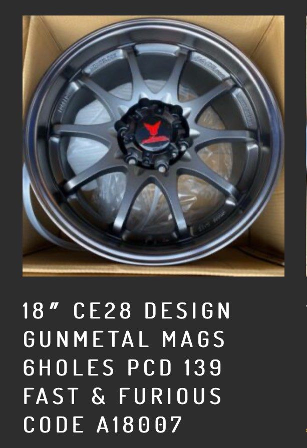 18” CE28 Gunmetal Fast & Furious A18007 mags 6Holes pcd 139 w/265-60 ...