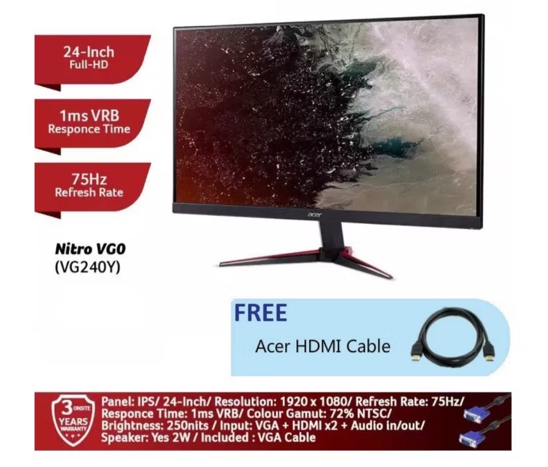 Acer Monitor VG240Y, Computers & Tech, Desktops on Carousell