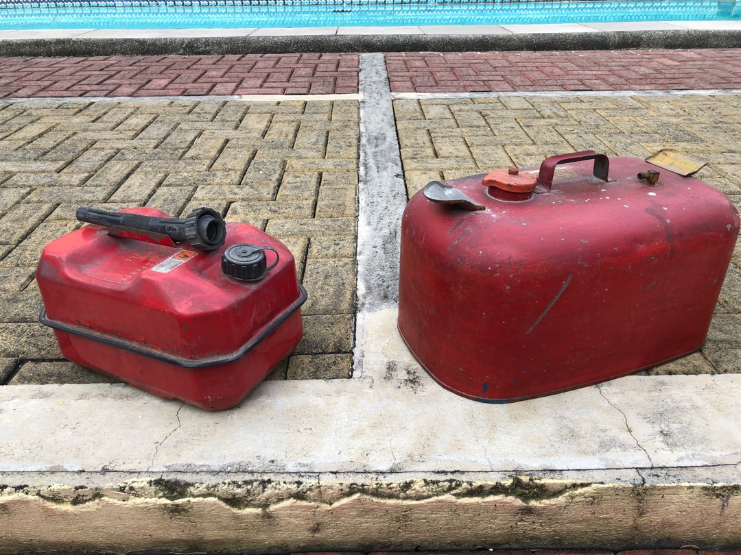 Antique Vintage Old Pair Red Petrol Petroleum Gas Fuel Motor Metal ...