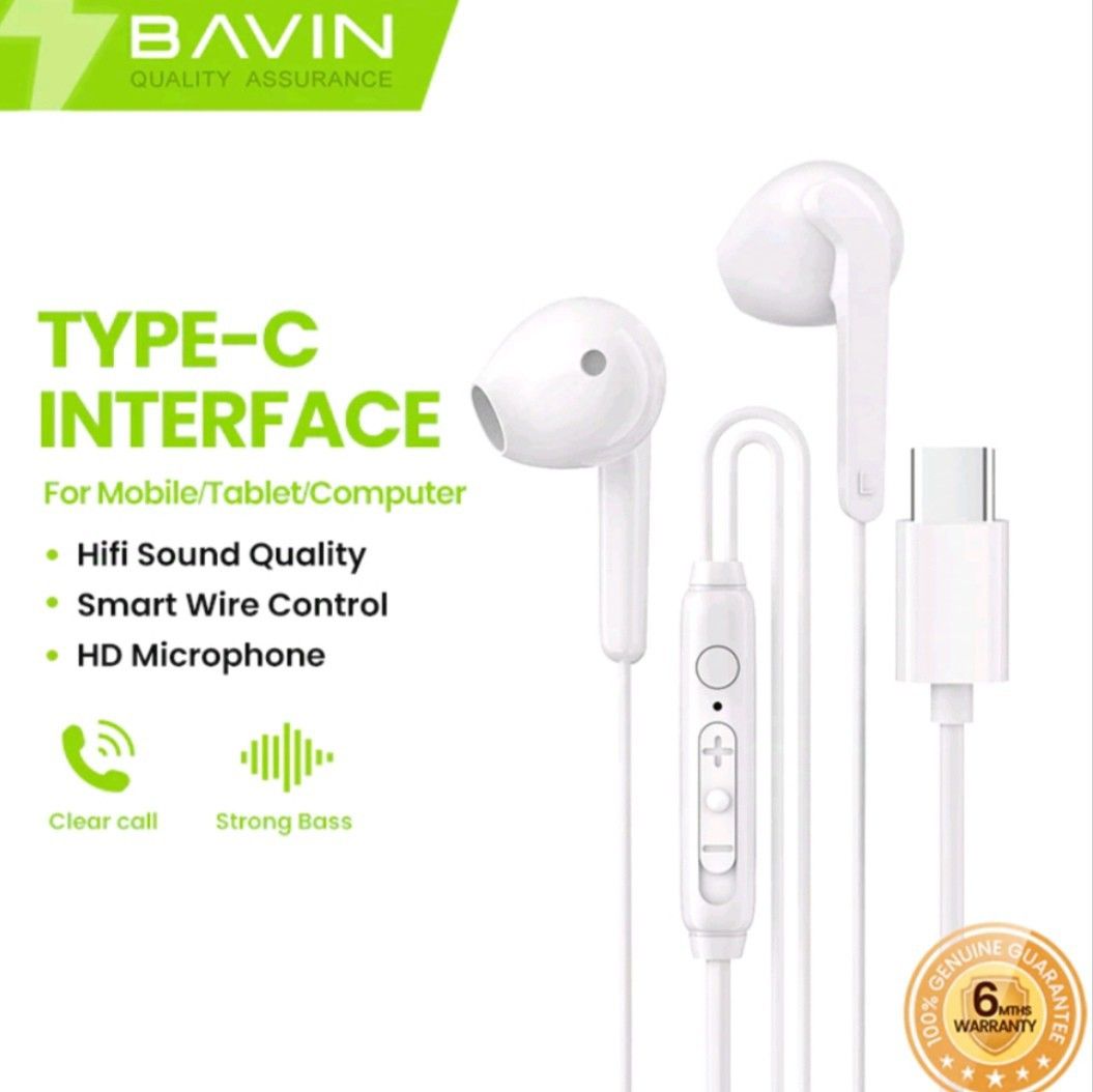 BAVIN Type-C Wired Earphone w/ Free Storage Case, Audio, Earphones on ...