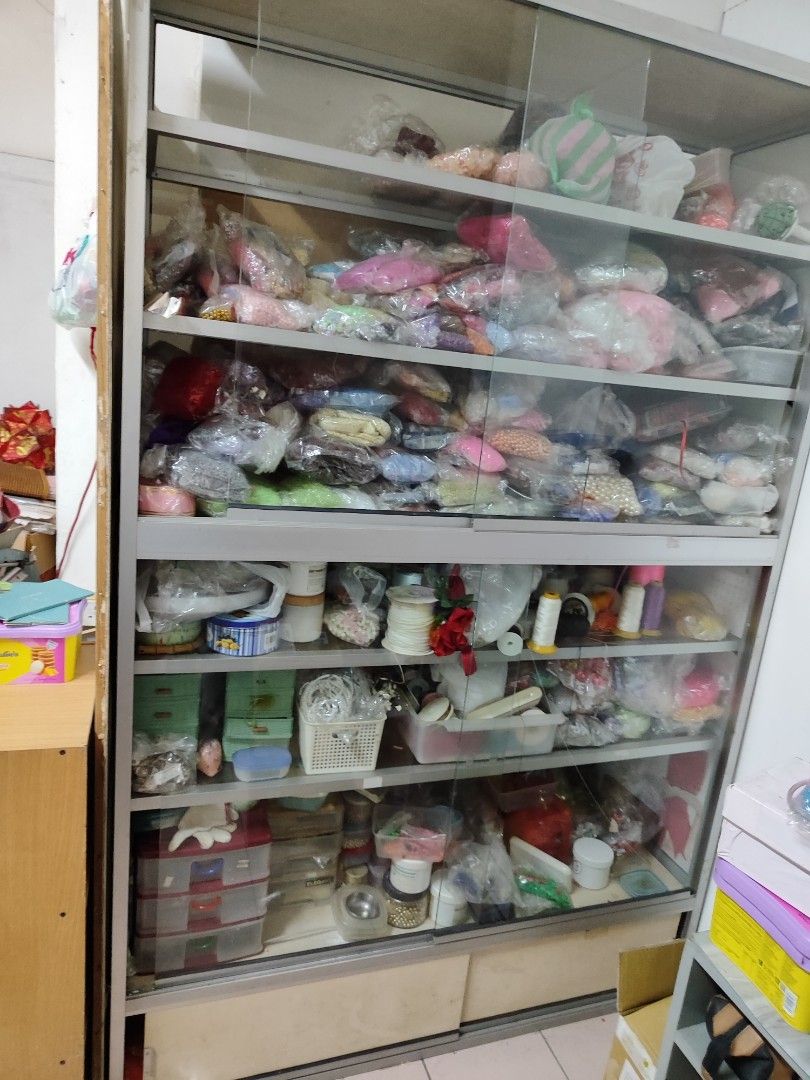 Big aluminium display cabinet rack glass window storage cermin shop ...