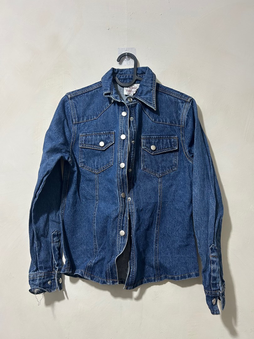 Denim Jacket with Print at back, Women's Fashion, Coats, Jackets and ...