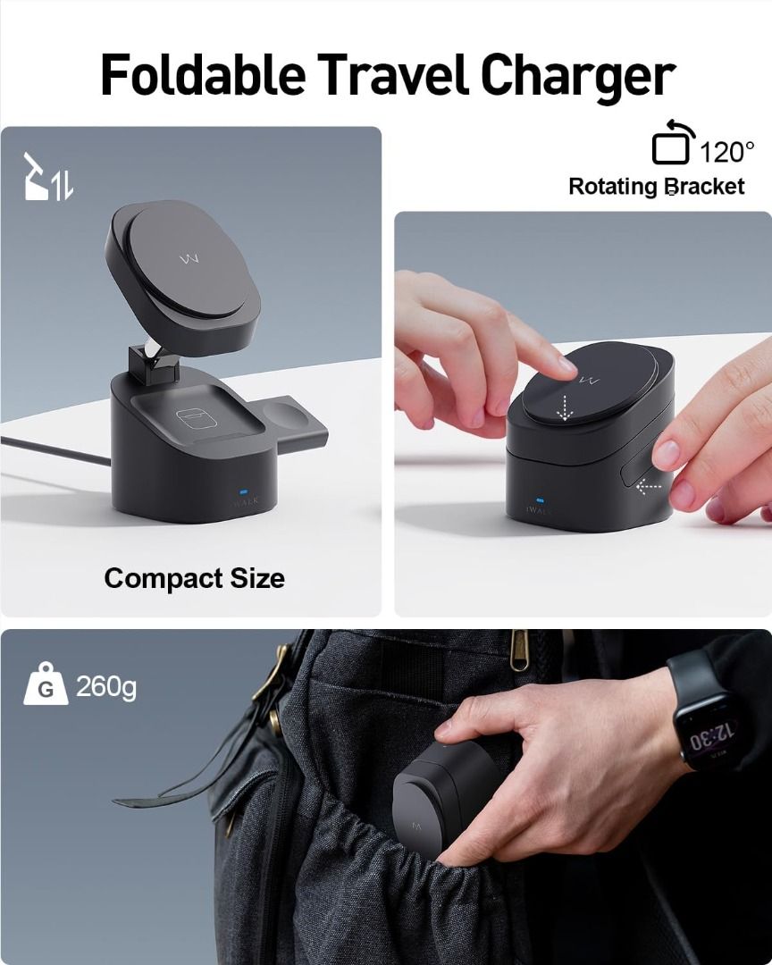 iWALK StandMe Power 3 in 1 Foldable Wireless Charging Station ...