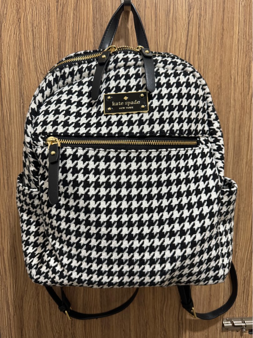 KATE SPADE mini backpack -checkered black original, Luxury, Bags ...