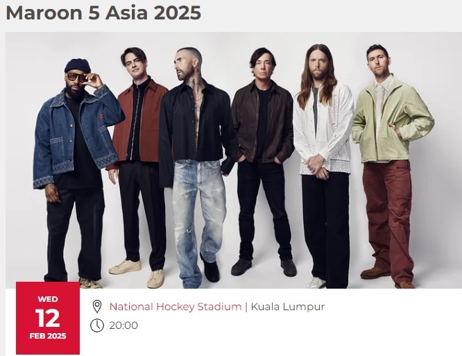 Maroon 5 Asia 2025 (Kuala Lumpur - National Hockey Stadium), Tickets ...