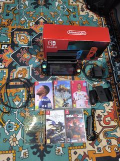 Nintendo Switch V1 Full Set with 3 Games, Video Gaming, Video Game ...