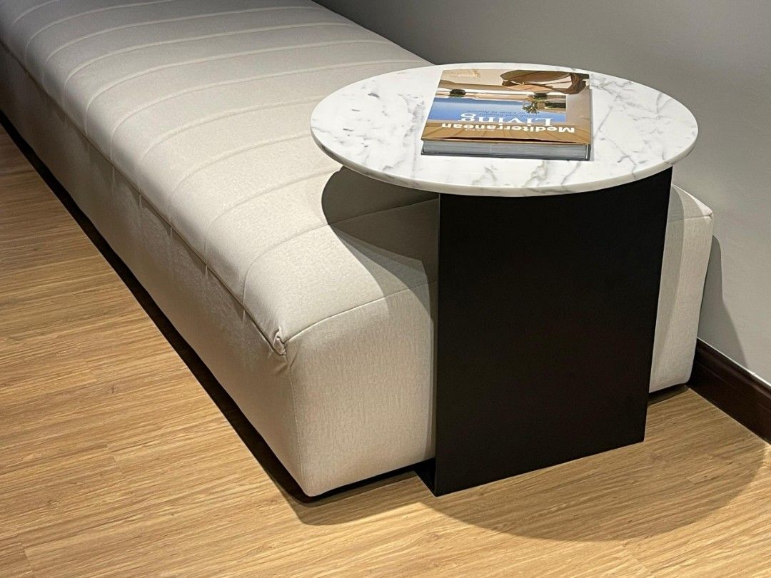 Premium lounge bench + white marble side table, Furniture & Home Living ...