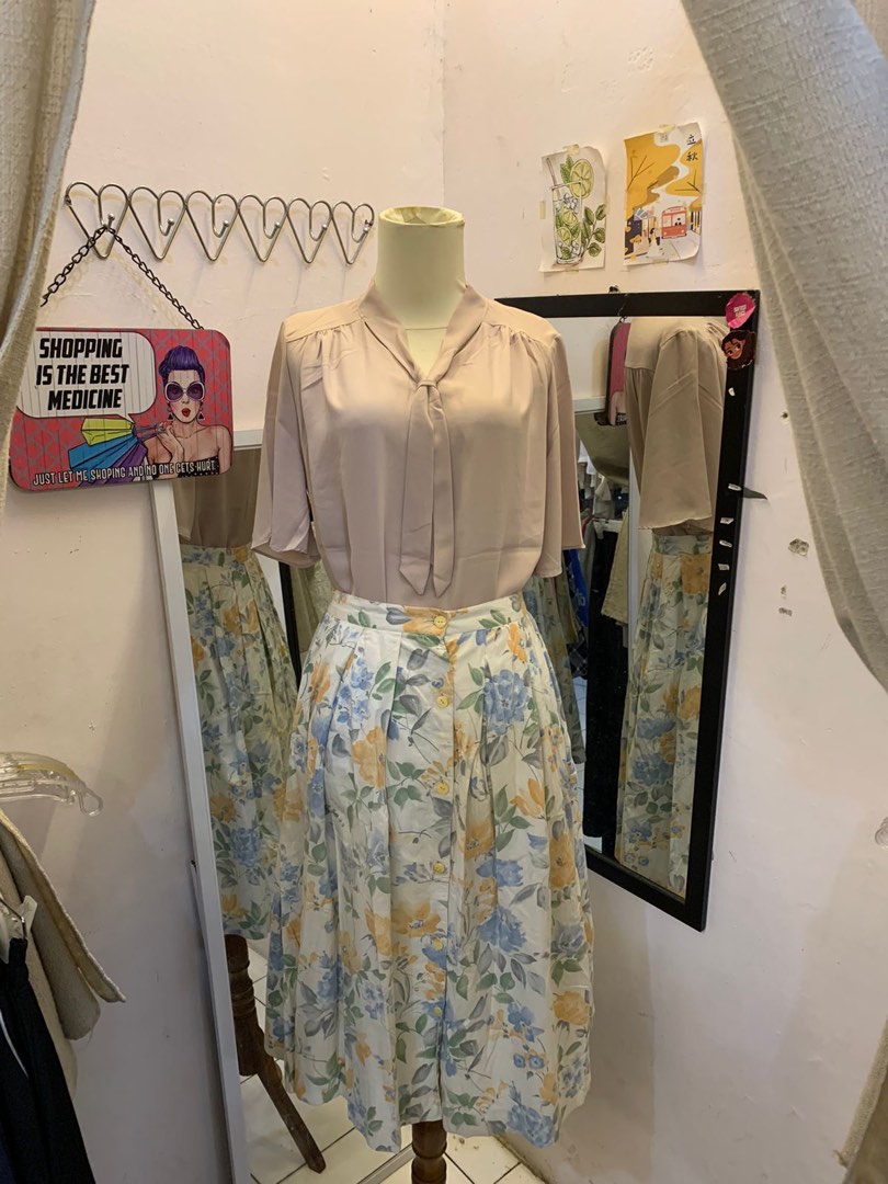Rok midi skirt vintage putih bagus murah vintej kuno jadul lawas asli ...