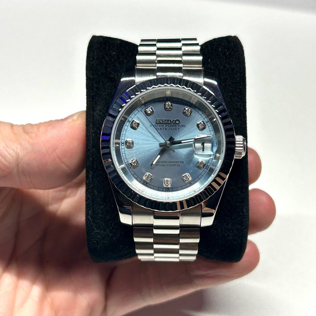 Seiko Mod Ice Blue Diamonds Datejust 39mm, Luxury, Watches on Carousell