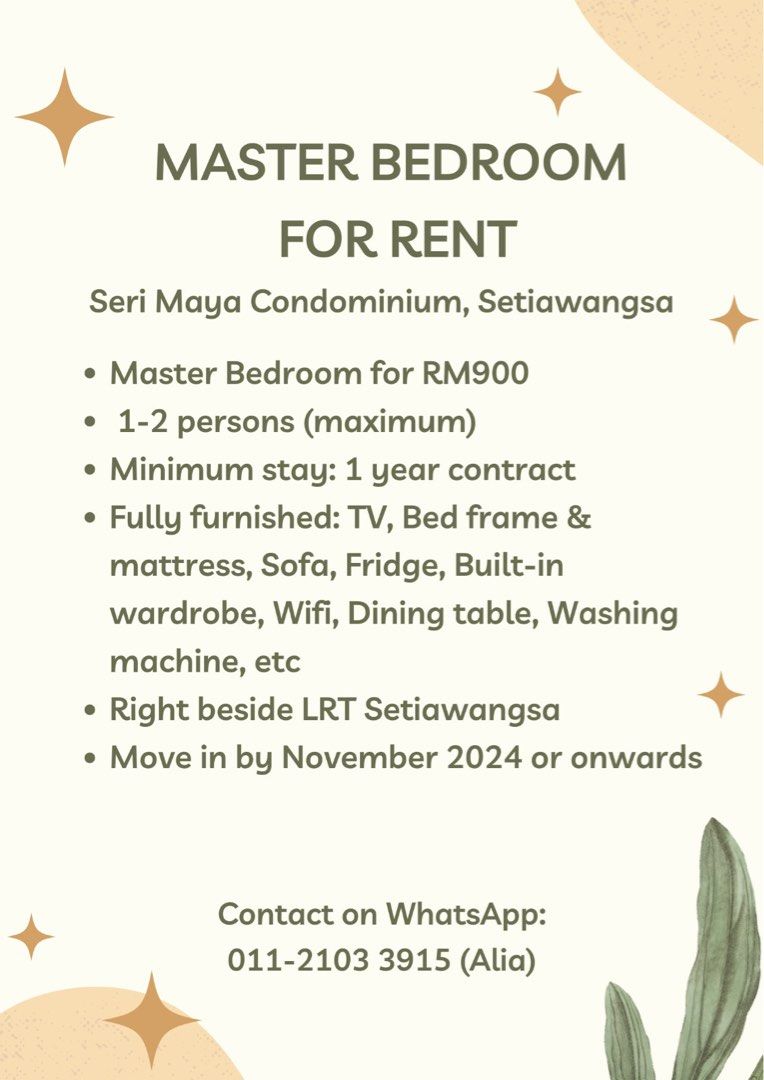 Seri Maya Master Bedroom, Property, Rentals on Carousell