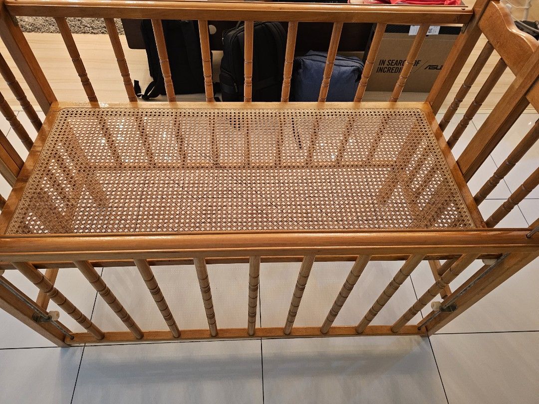 Solid wood Rattan baby cot, Babies & Kids, Baby Nursery & Kids ...