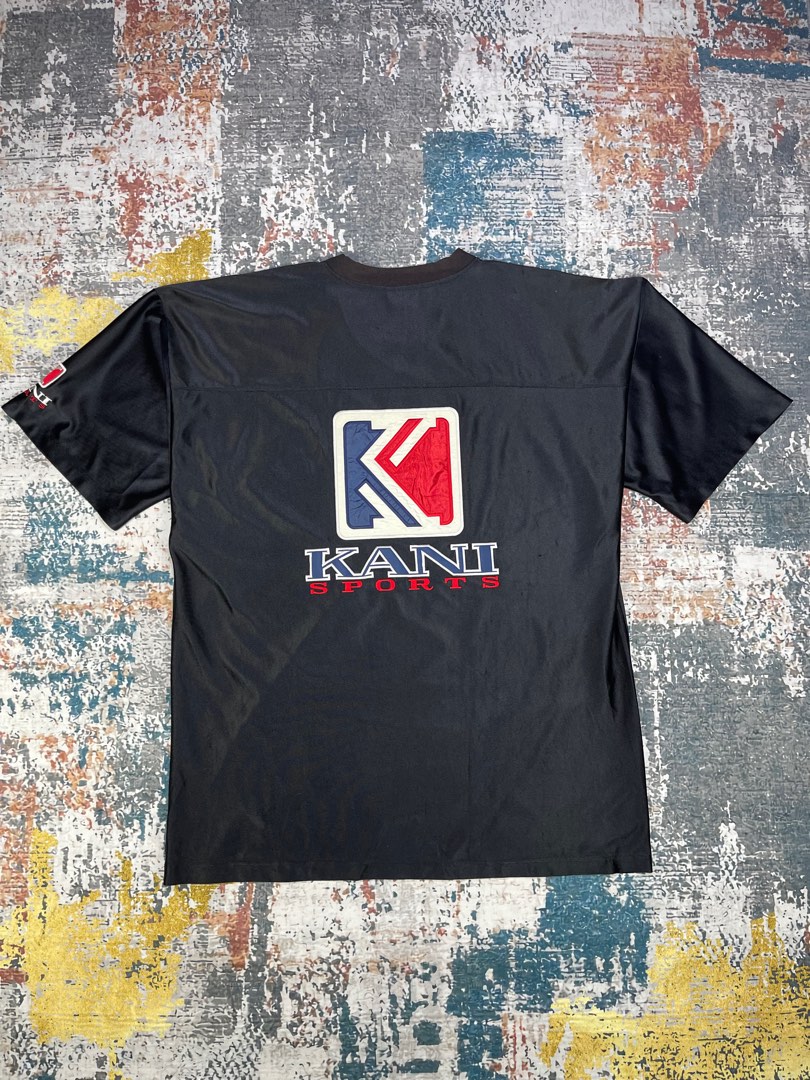 Vtg KANI SPORTS Oversized Big Logo Mesh Stripe Tee., Men's Fashion ...